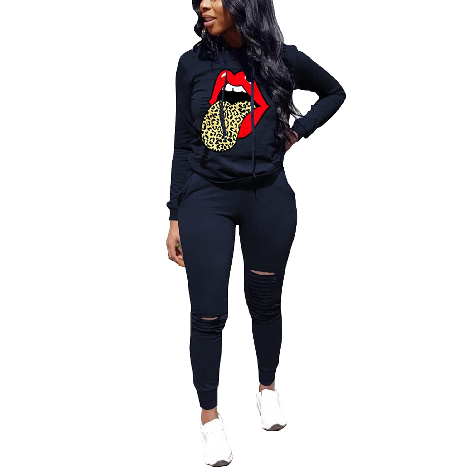 Nimsruc Two Piece Outfits For Women Summer Womens Sweatsuits Sets Jogger Set Tracksuit Sweat Suits Dark Blue S