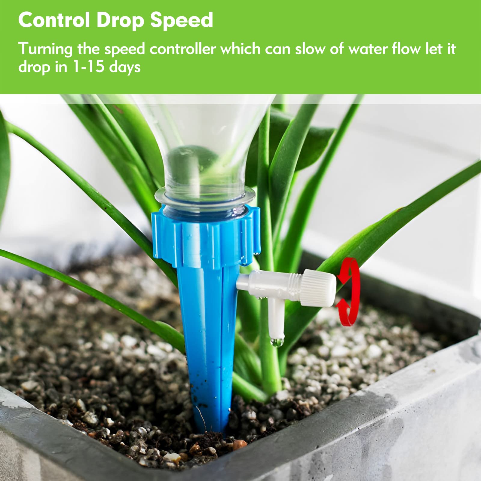 Plant Self Watering Spikes Drip Irrigation Kit 10 Pcs Plant Self Watering Devices Automatic Irrigation Planters Saving Water, Energy, Time(5 Green & 5 Blue Planter Insert)