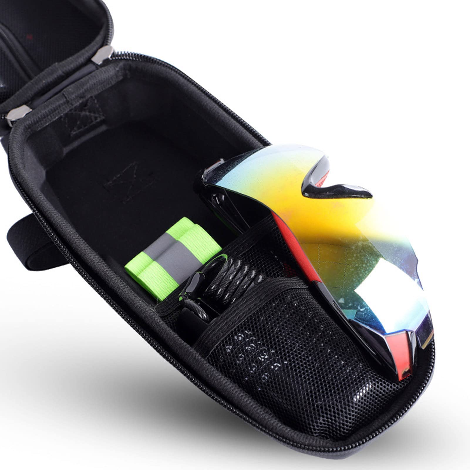 pologmase Frame Bag,EVA Hard Shell Bicycle Bag with Reflective Strip | Waterproof Front Tube Bag Bicycle Saddle Bag Bicycle Accessories, Bag Under Seat, Strap-on Seat Storage Bag