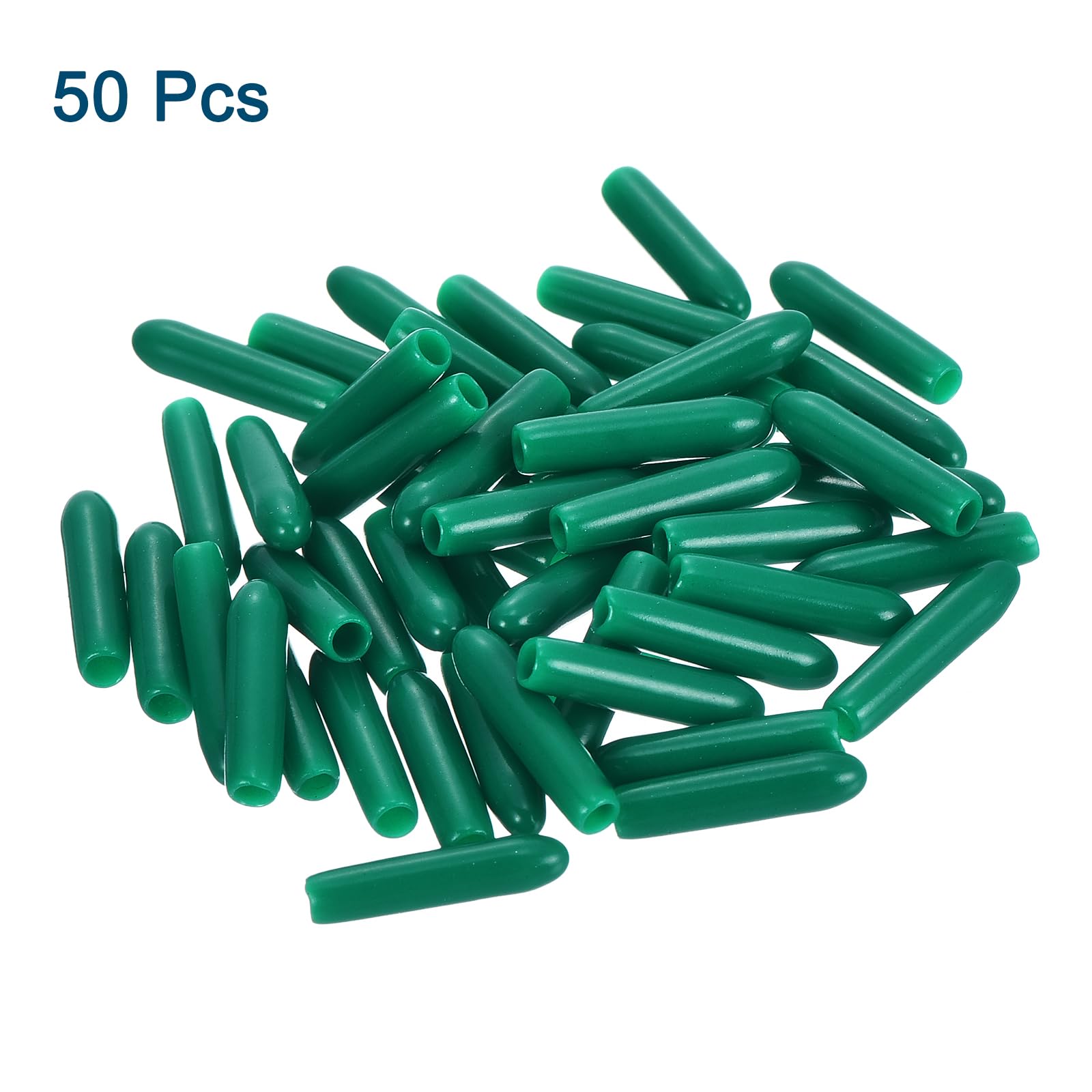 uxcell 50Pcs Rubber End Caps, 5.5mm/0.22" ID Flexible Rubber Caps, PVC Caps Rubber Screw for Bolts Screw Caps Thread Protectors Tube Screw Bolt, Green