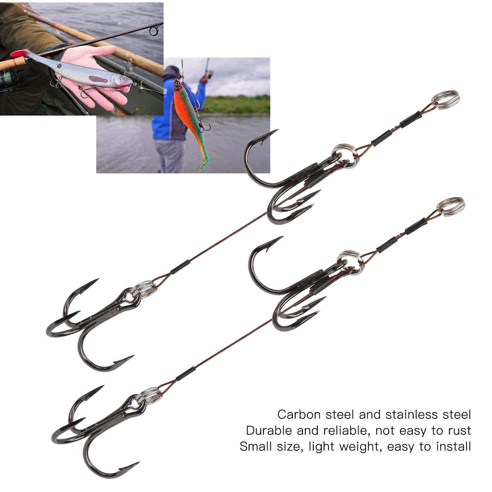 Natudeco 2PCs Triple Fishing Hook, Premium Quality Fishing Tackle Durable Barracuda Hook Line with Sharpened Corners for Saltwater and Freshwater Fishing