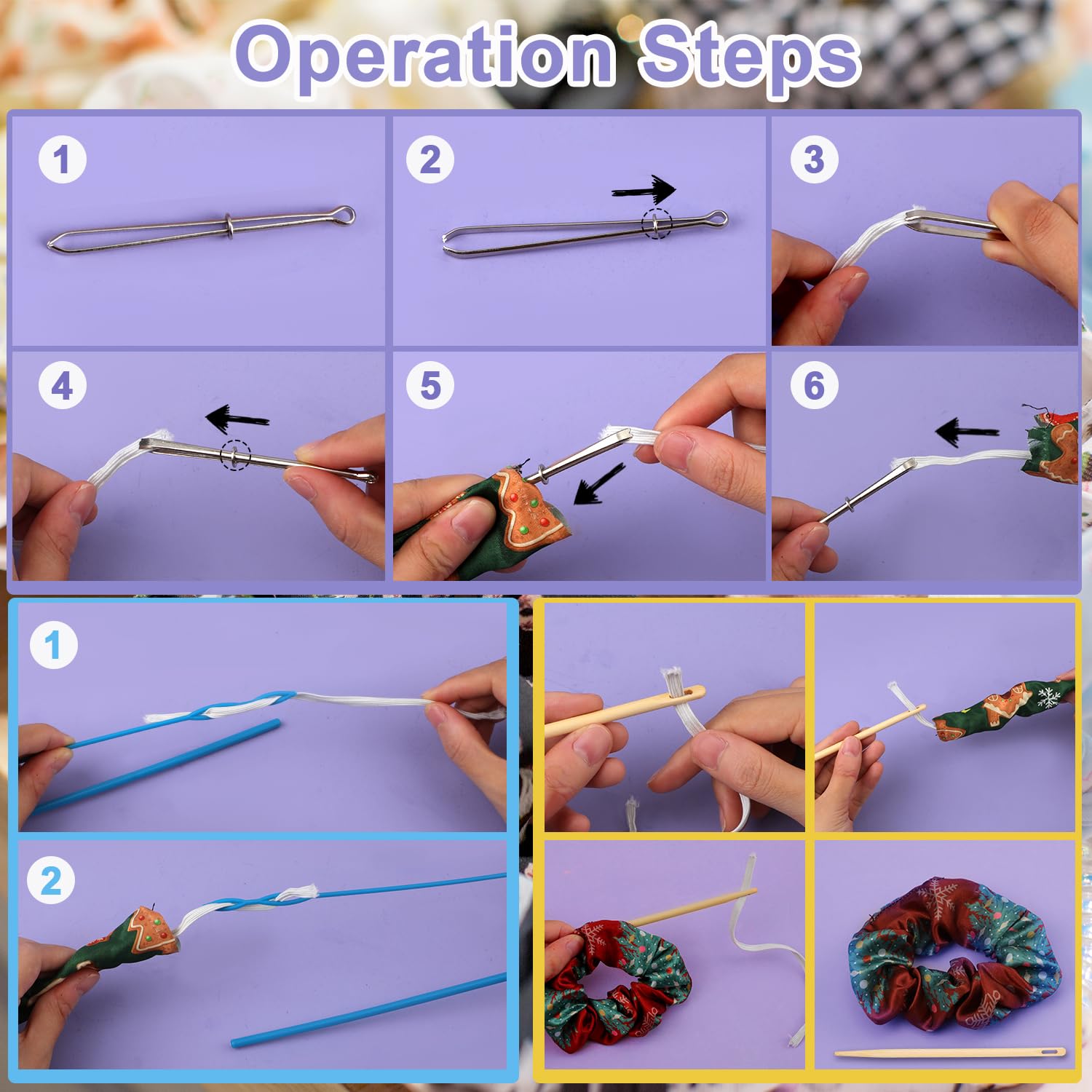 Quick Turn Fabric Set, Versatile Fabric Tube Turners for Sewing Drawstring Threader Tool Fabric Turning Tube Assorted Sizes Fast Turn Sewing Tool for Crafts DIY Knitting Handmade