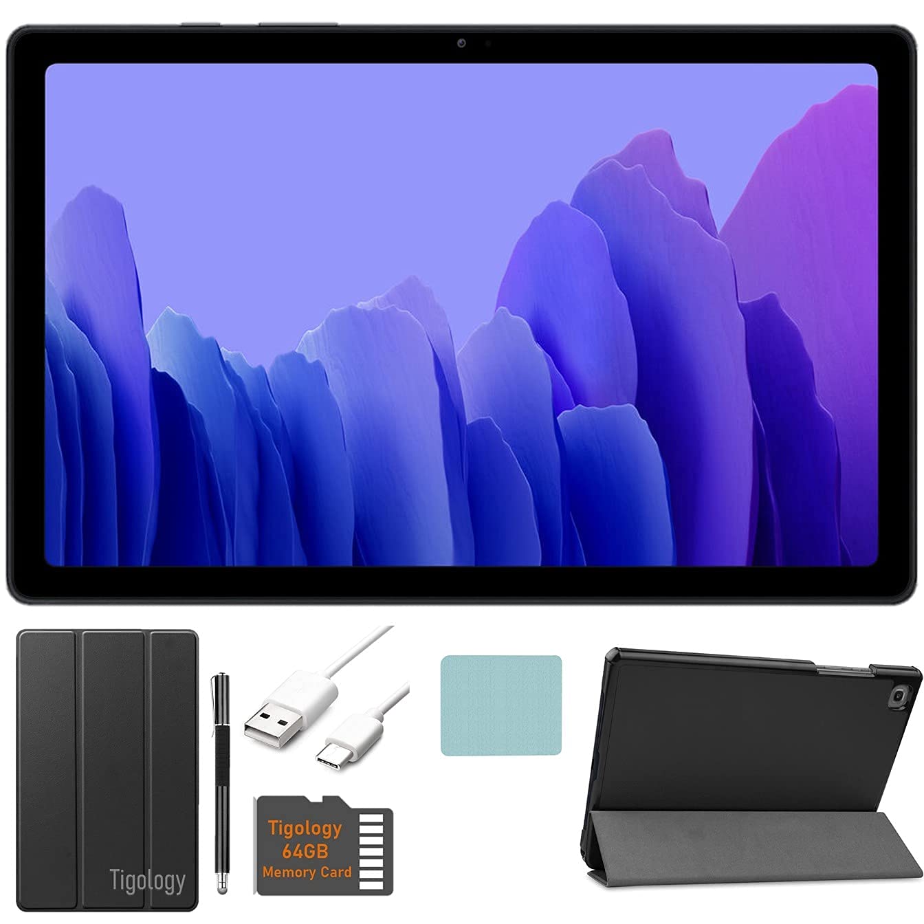 SAMSUNG 2020 Galaxy Tab A7 10.4โโ (2000x1200) TFT Display Wi-Fi Tablet Bundle, Qualcomm Snapdragon 662, 3GB RAM, Bluetooth, Dolby Atmos Audio, Android 10 OS w/Tigology Accessories (64GB, Gray)