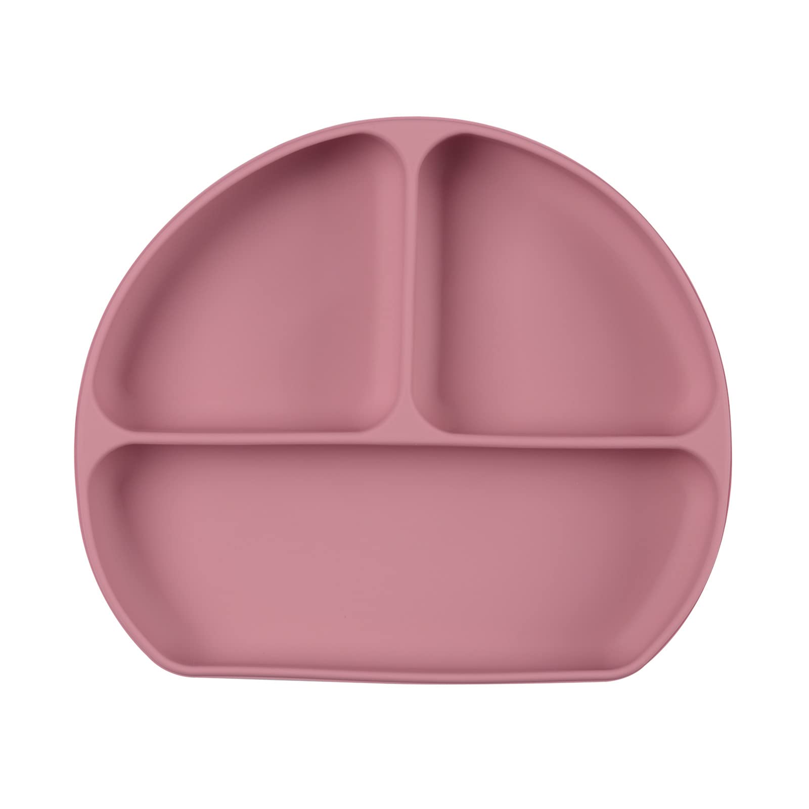 Silicone Grip Dish, Suction Plate, Divided Plate, Baby Toddler Plate, Microwave Dishwasher Safe (Pink)