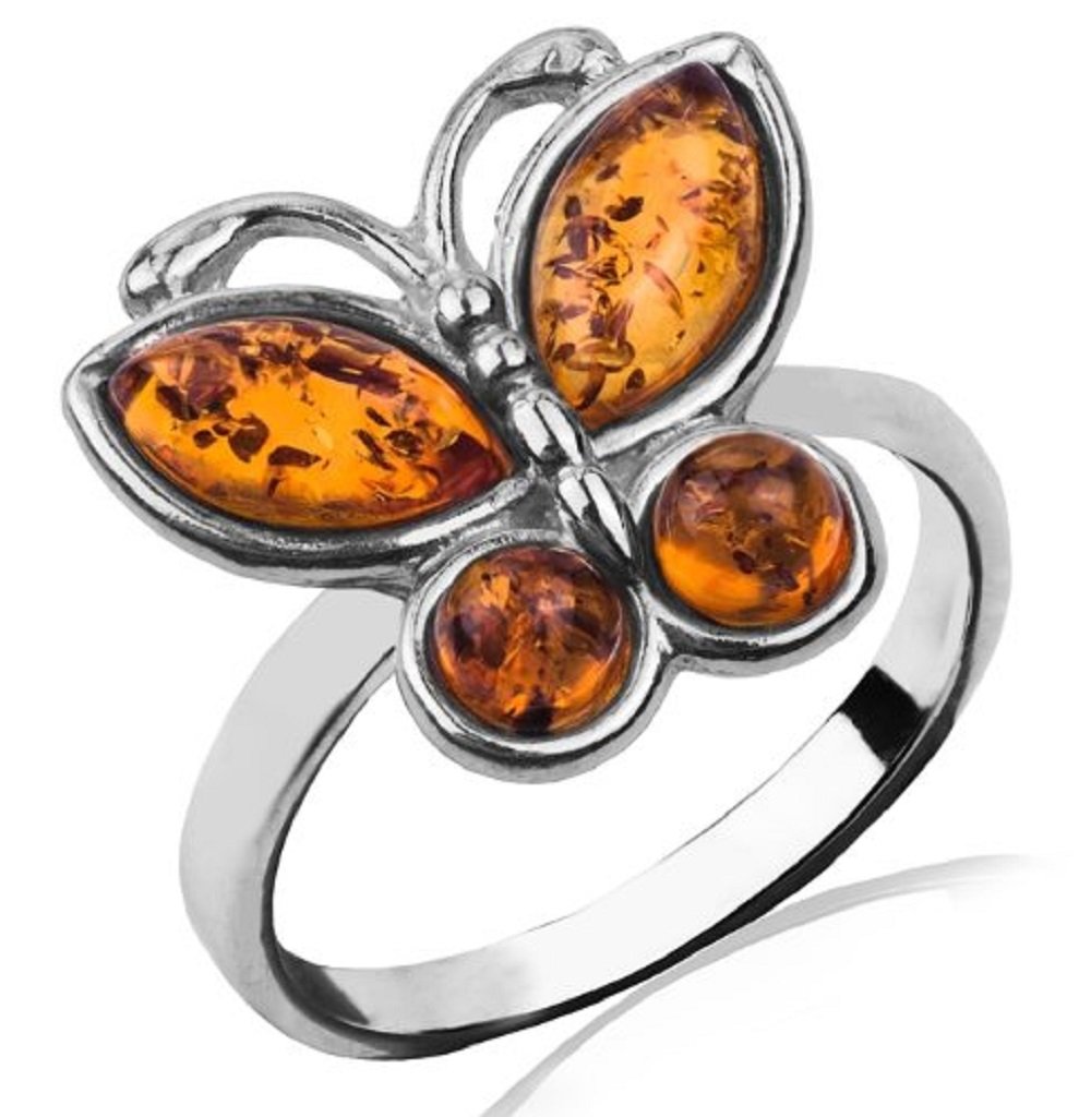 Ian and Valeri Co. Amber Sterling Silver Butterfly Ring
