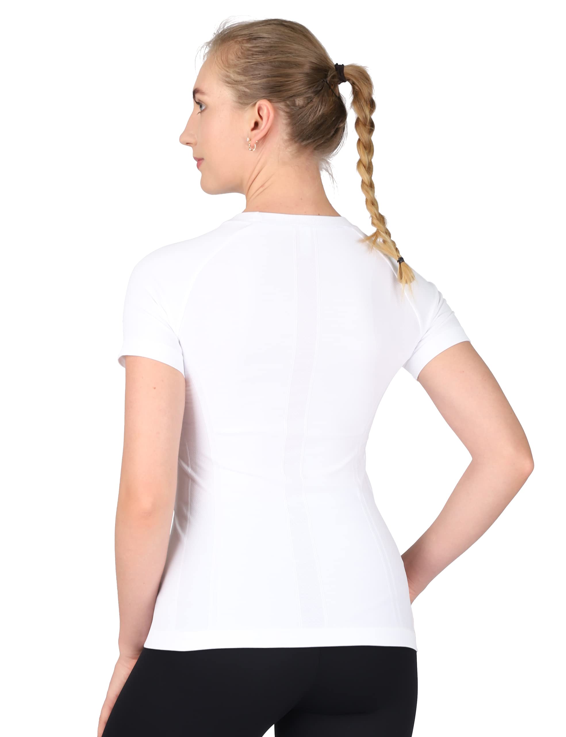 MathCat Workout Shirts for Women Short Sleeve, Workout Tops for Women, Quick Dry Gym Athletic Tops,Seamless Yoga Shirts White