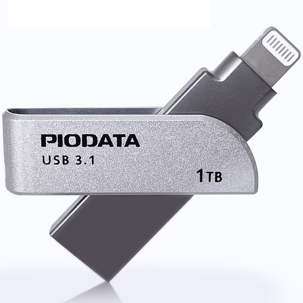 PIODATA iXflash 1TB MFi Certified Flash Pen Drive for iPhone/iPad/Mac/PC USB 3.1 Type A Lightning External Storage Memory Photo Stick
