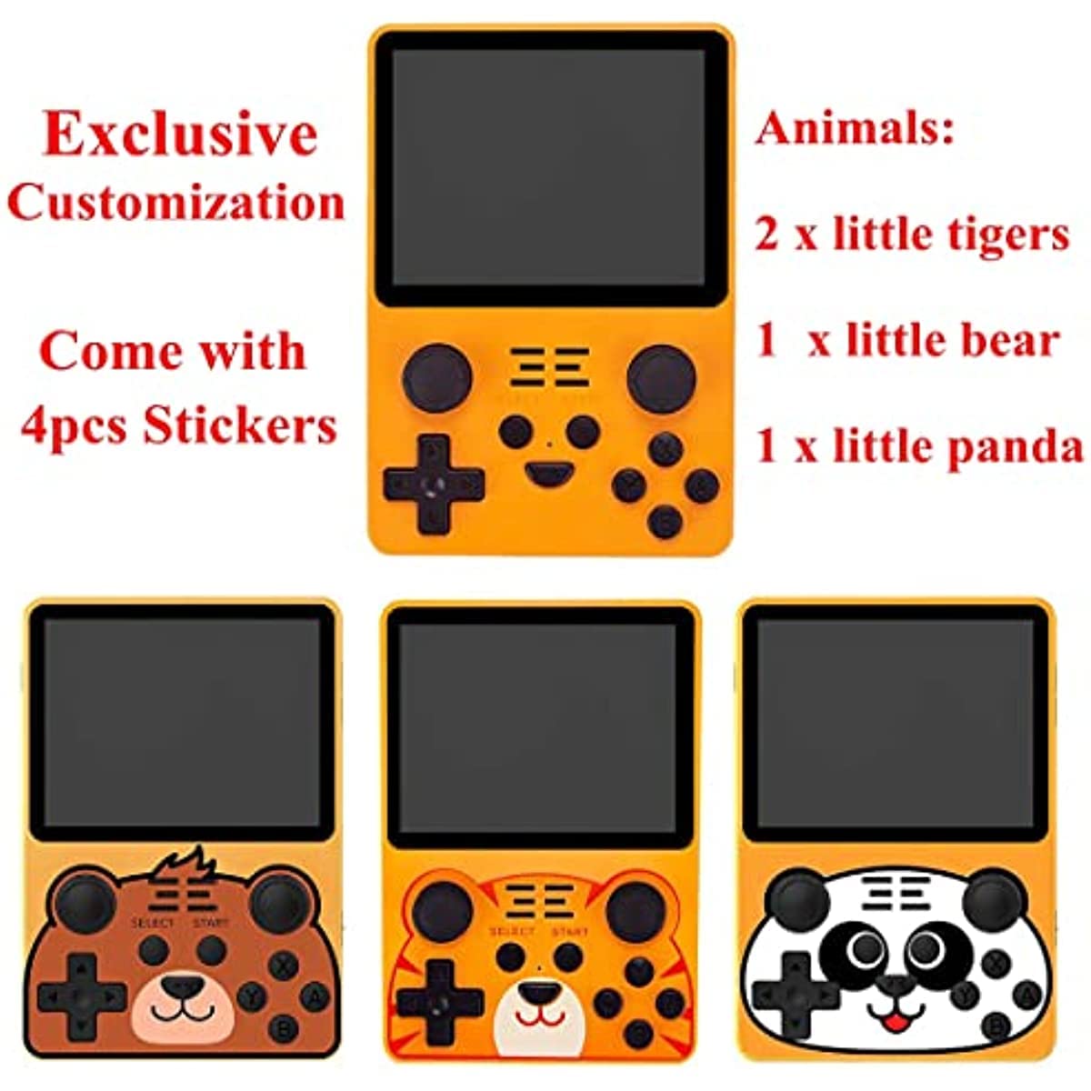 Powkiddy RGB20S Handheld Retro Game Console with Built-in Games,3.5 Inch IPS Screen Game Player (128G 20000 Games Yellow)