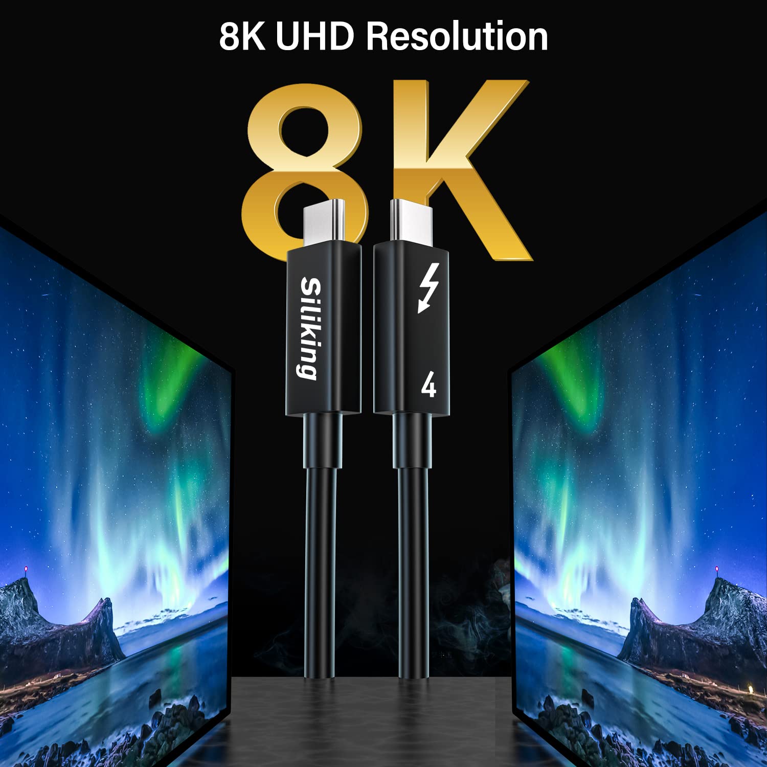 Siliking [Intel Certified Thunderbolt 4 Cable 3.3ft, Thunderbolt Cable with 100W PD Charging and 40Gbps Data Transfer, 8K@60Hz USB C Monitor Cable for MacBook Pro M1 External SSD eGpu