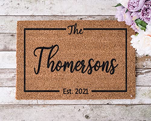 Personalized Last Name Coir Coconut Husk Doormat Door Mat 18x30 or 24x36 (18"x 30")