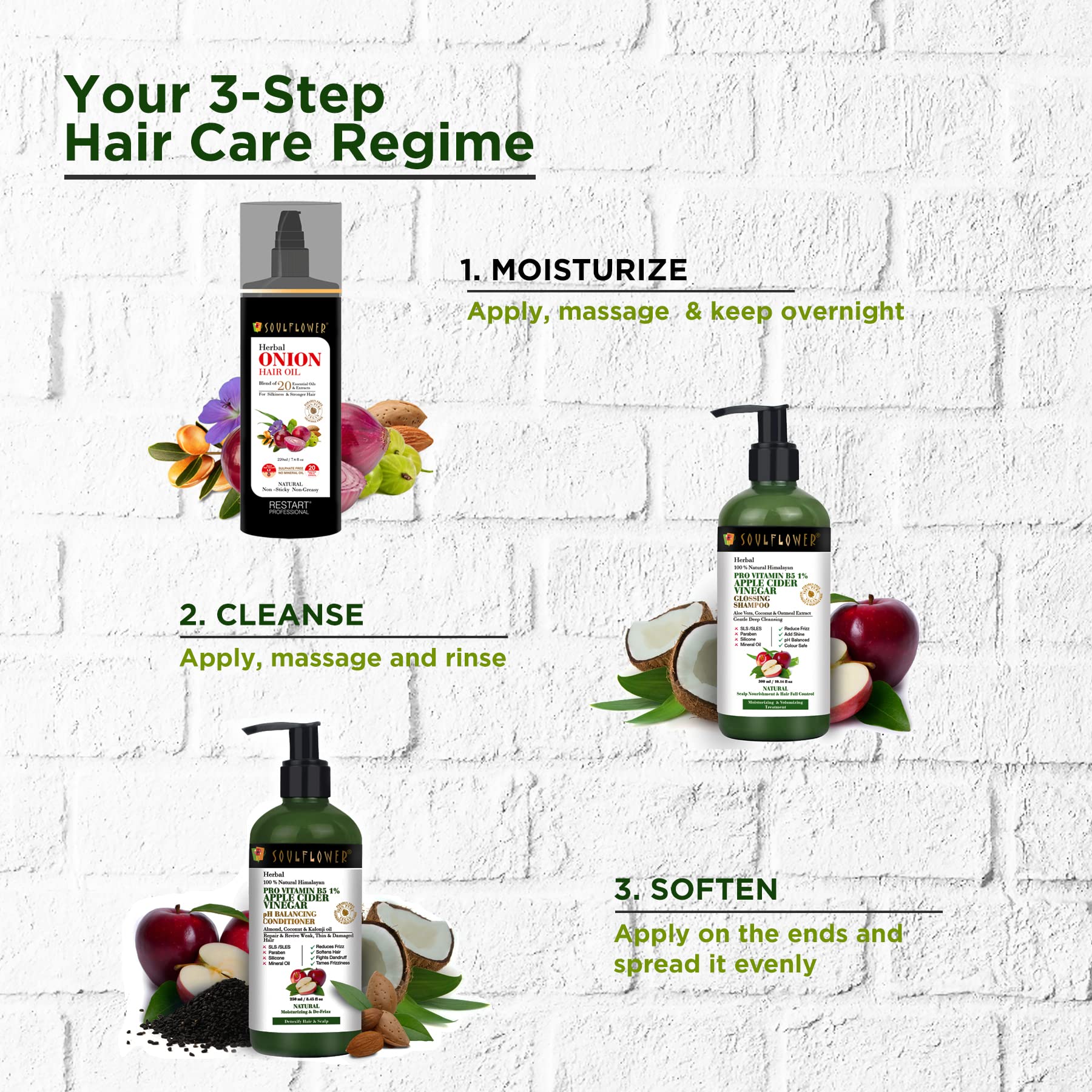 Soulflower Pack of 2 Apple Cider Vinegar Shampoo and Conditioner, 550 ml