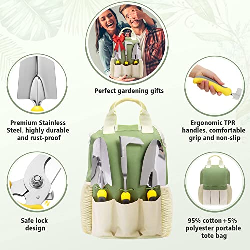 Premium Garden Tools Set,20Pcs Stainless Steel Gardening Tools Set with Storage Bag,Heavy Duty Outdoor Gardening Hand Tools Kit with Tote,Ideal Gardening Gifts for Men&Women