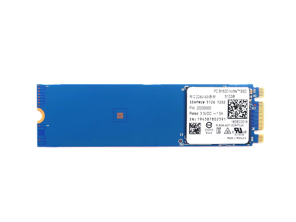 Solid State Drive SDAPNUW-512G-1202 Compatible Replacement Spare Part for Western Digital SN520 SDAPNUW-512G 512GB PCI Express 3.0 x2 TLC NVMe M.2 2280 Internal SSD
