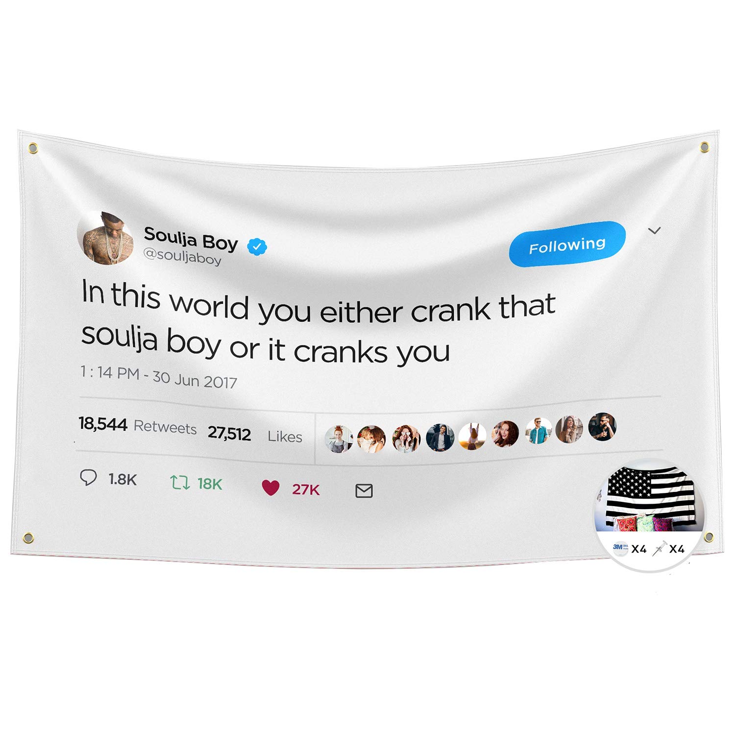 Probsin In This World You Either Crank That Soulja Boy Flag,3x5 Feet Banner,Funny Poster UV Resistance Fading & Durable Man Cave Wall Flag with Brass Grommets for College Dorm Room Decor