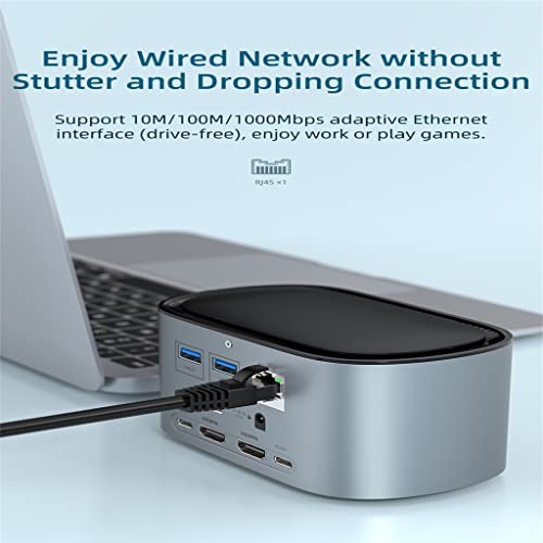 Splitter 13 in 1 Multi USB Docking Hub for Laptop USB C Hub Dock HDMI 4K 60Hz RJ45 1000Mbps SSD (Color : A, Size : 13in1)