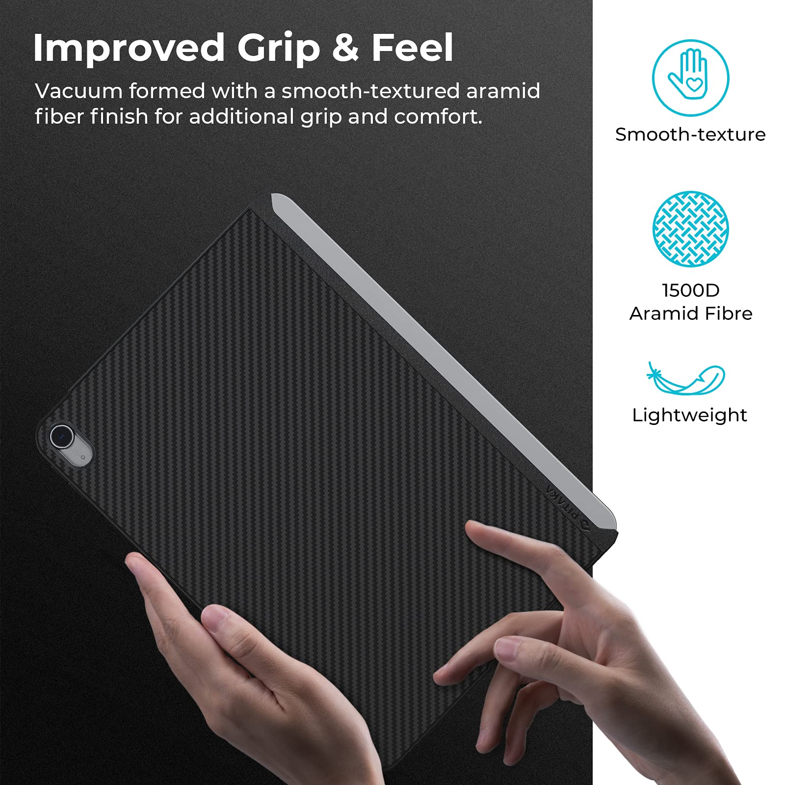PITAKA iPad Air 5th Case 2022/iPad Air 4th Case 2020 10.9 Inch [MagEZ Case 2] Ultra Thin Aramid Fiber Magic Keyboard Compatible Case, Magnetic Case Works with MagEZ Stand & MagEZ Folio