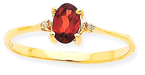 IceCarats 10K Yellow Gold Diamond Red Garnet January Birthstone Ring size 6