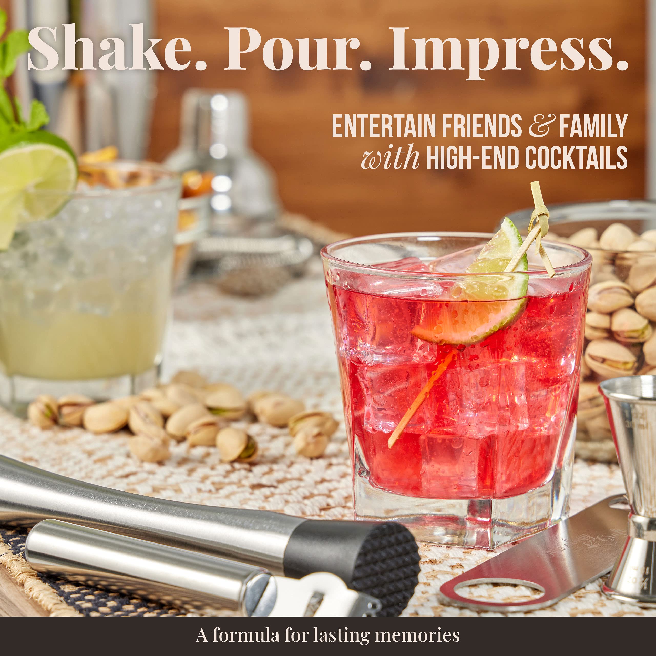 Mixology & Craft Bartender Kit - 15 Piece Set Including Cocktail Shaker and Bar Accessories, Perfect for Drink Mixing at Home, Plus Exclusive Recipe Cards