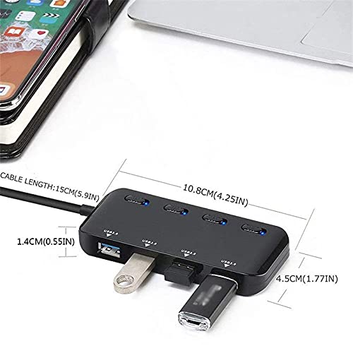 Splitter USB 3.0 HUB 4 Fast Speed Thin USB3.0 Splitter Cable LED Indicator Seperate Switches for PC Mouse Keyboard Computer