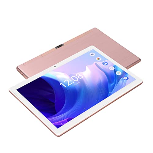 Pomya Tablet for Android, 10.1 Inch HD Gaming Tablet, 2GB 32GB Large Capacity Storage, Dual Sim Card Slots, Quad Core Processor, Dual Camera, Aluminum Alloy(Pink)