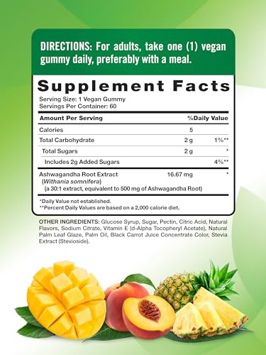 Nature's Truth Ashwagandha Gummies | 60 Tropical Flavor Gummies | Vegan, Non-GMO, & Gluten Free Supplement