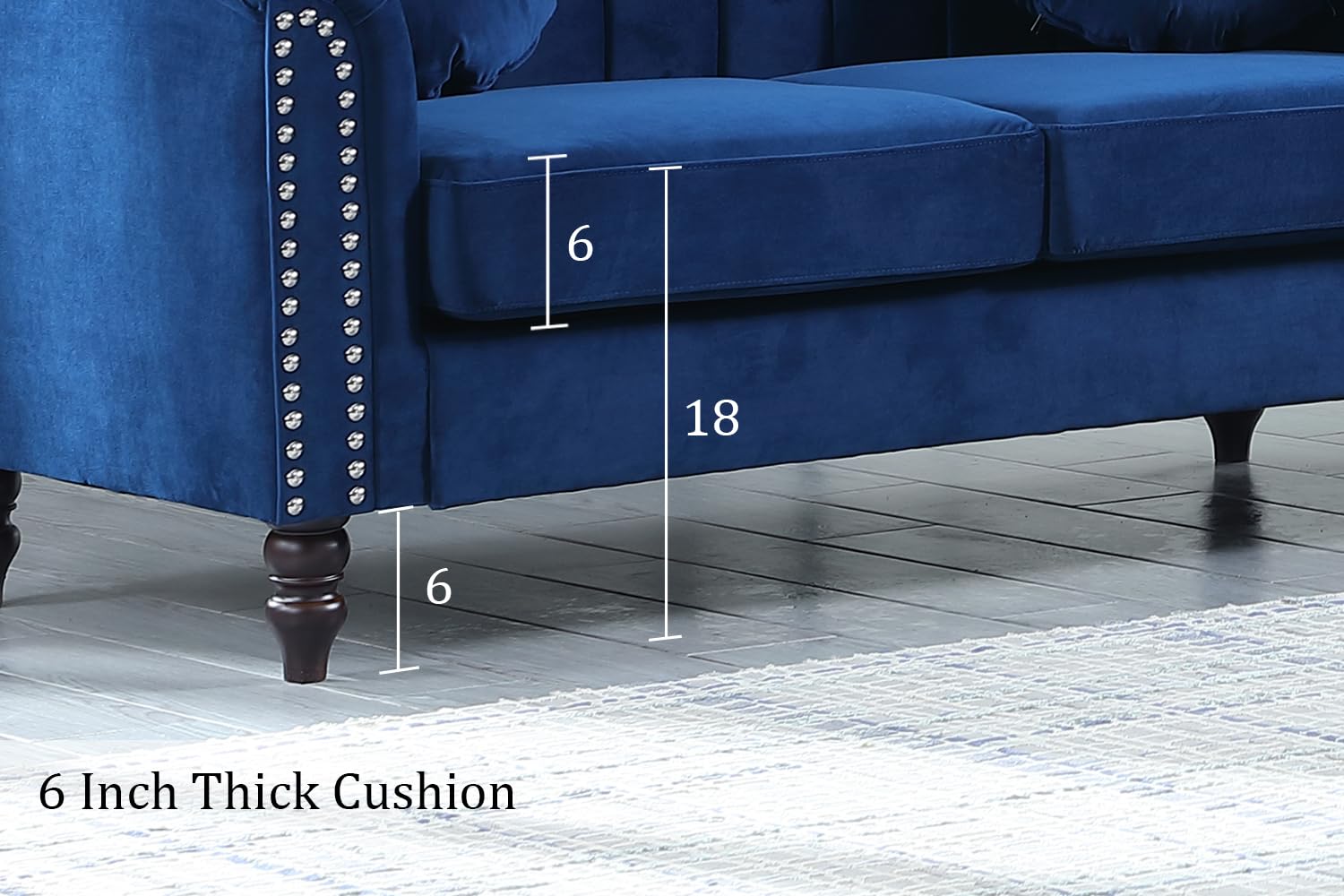 SIENWIEY Chesterfield Chair Couch, 40 Inch Luxurious Velvet Single Chair Chesterfield Settee Sofa Upholstered Rolled Arm with Rivets/Button Tufted Pillow, Modern Sofa for Living Room,Blue