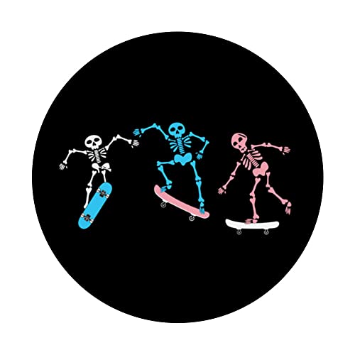 Trans Transgender LGBTQ Gay Pride Skeleton Skateboarding PopSockets Swappable PopGrip