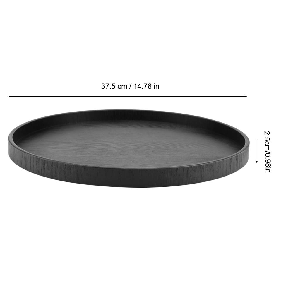 Modern Serving Tray,Round Leather Tray for Coffee Table,Round Serving Tray,Round Tray Round Shape Solid Wood Tea Coffee Snack Food Meals Serving Tray Plate Restaurant Trays(Black)