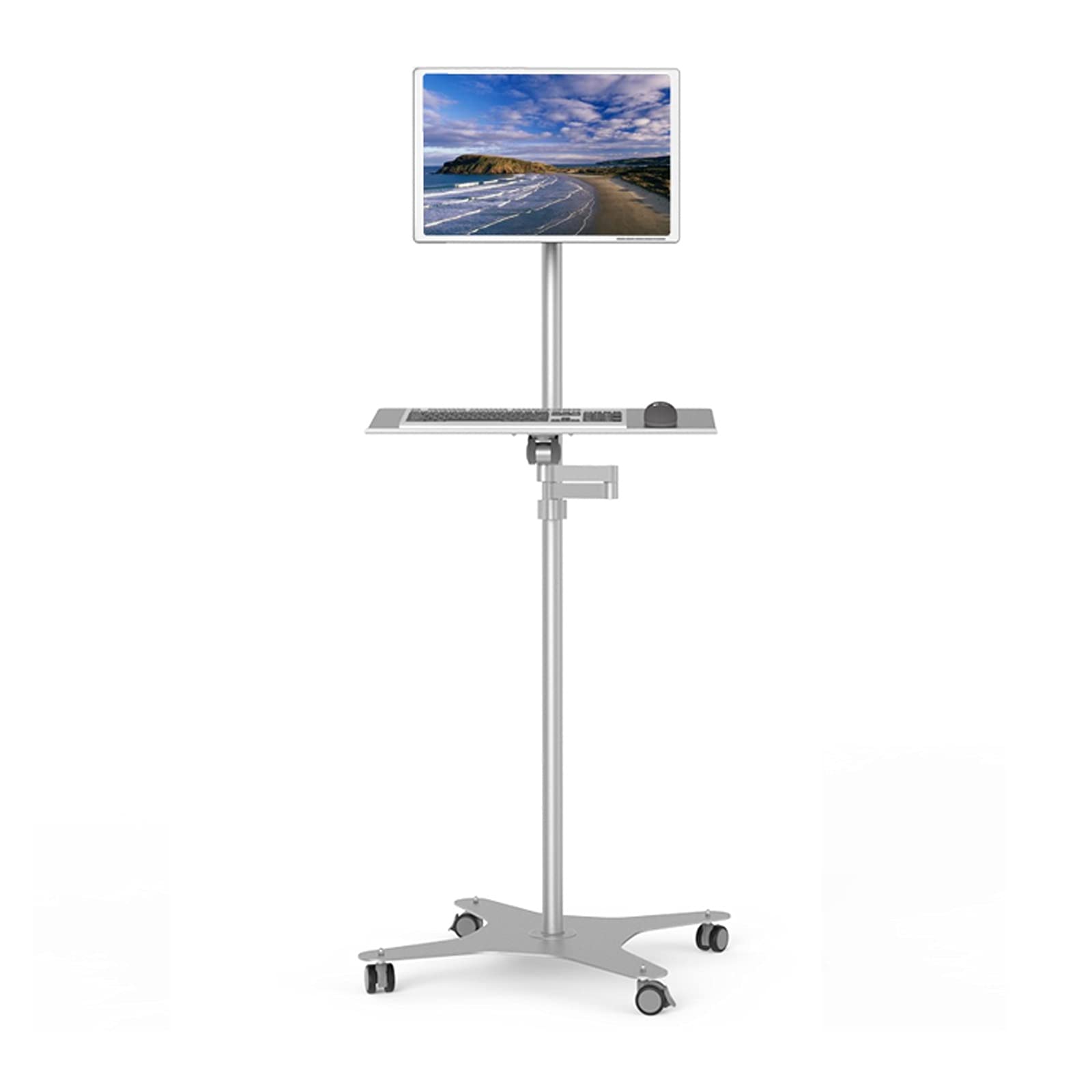 Monitor Stand for Heavy Duty Floor-standing Monitor Stand Mobile Single Monitor Stand Mount with Wheels and Keyboard Tray Height-adjustable LCD Monitor Stand for 10"-34" Monitor Monitor Arms Stand