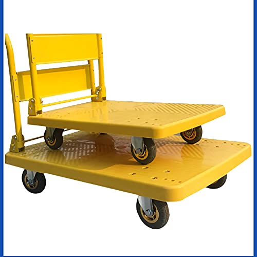 Platform Trucks Platform Truck Folding Hand Cart with Metal Handle and Swivel Wheels Silent Moving for Luggage Household Travel Heavy Duty Load Platform Cart