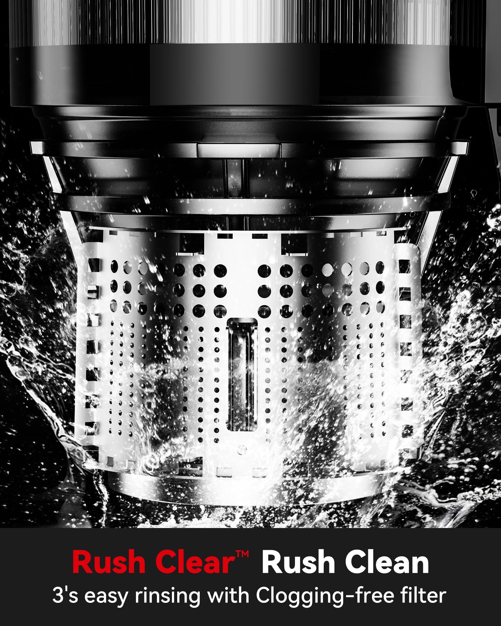 Rush Clear Slow Masticating Juicer Machines, Cold Press Juicer with No-Prep 4.35" Feed Chute Fit Whole Fruits & Vegetables Juicer Machine Easy to Clean, LINKChef 42oz Capacity, 200w, Blackout