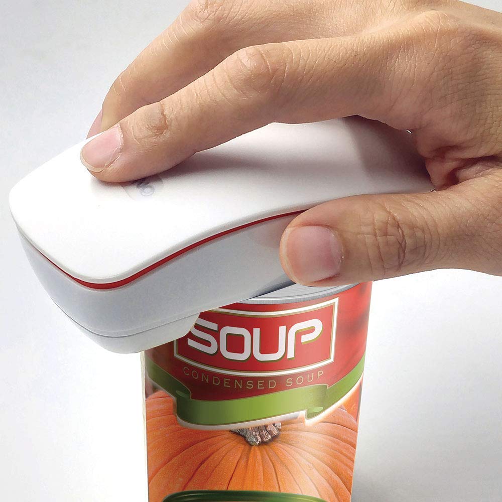 One-Touch Electric Can Opener, Handheld Easy Grip Press Start and Stop Automatic Operation, Lightweight, Twist-free, Arthritis Relief