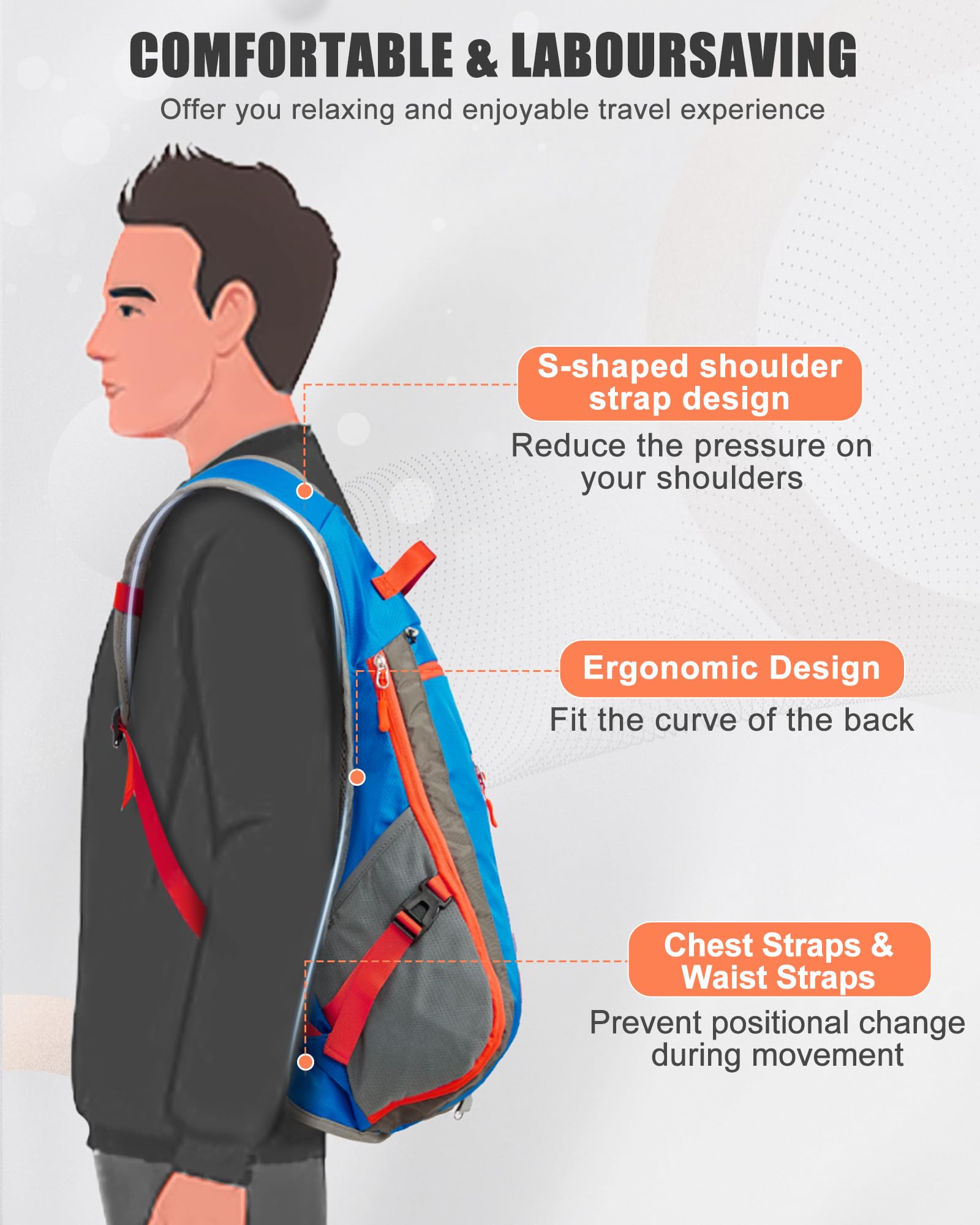 kibachev Small Hiking Backpack for Women Men Hiking Daypacks Waterproof Trekking Backpack Lightweight Travel Backpack Outdoor Backpack Hiking bag(Blue)