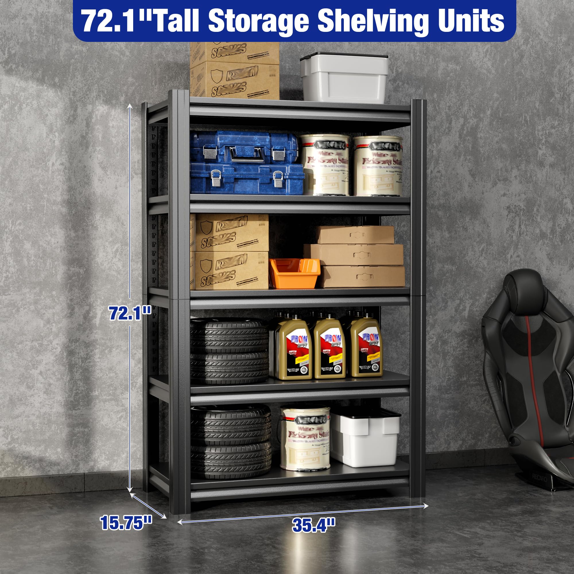 SUXXAN Garage Shelving, 31" Garage Storage Shelves Heavy Duty, 3 Tier Adjustable Height Metal Shelving Unit for Garage Basement, Industrial Shelving Utility Shelf, Black,Assembly is Required