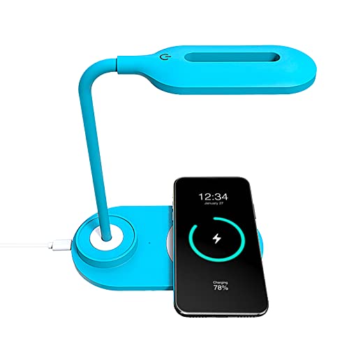LED Lamp with Wireless Charger| 3 Color Modes 360° Rotating LED Desk Light| Office Study Home 10W Wireless Fast Charging Portable Desk Lamp for iPhone Samsung Huawei Xiaomi Cordless Qi-Enabled Phones