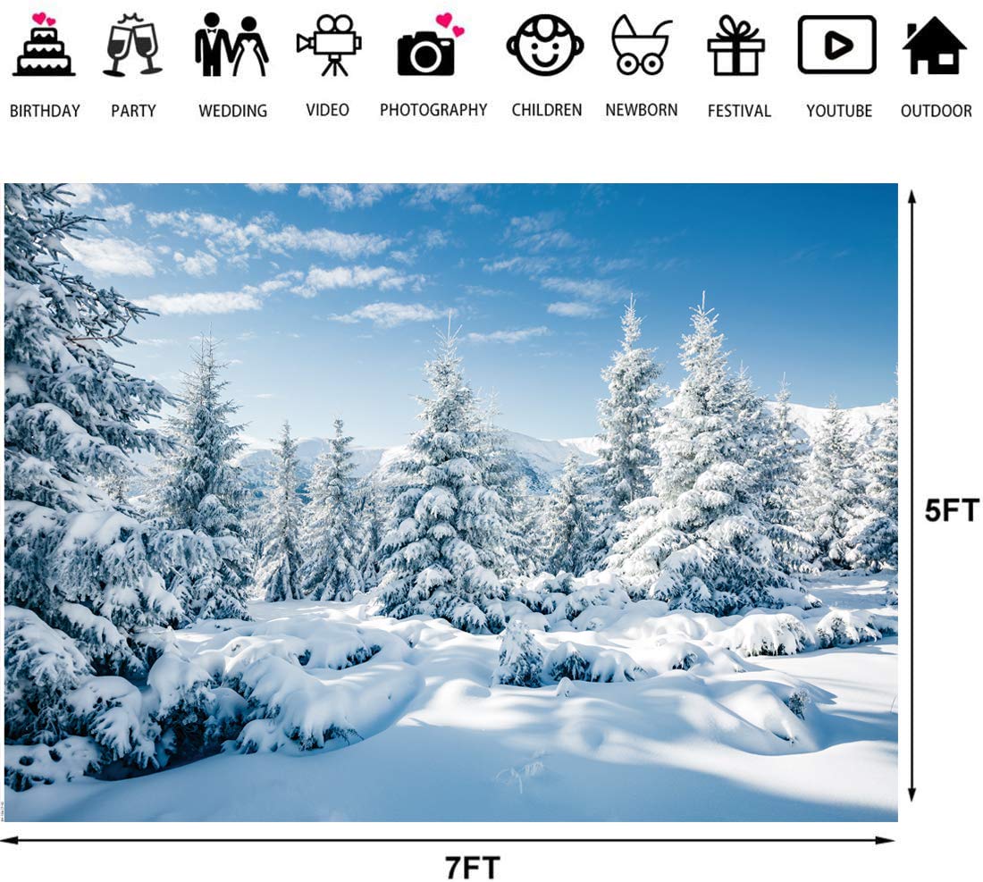 LTLYH 7x5ft Christmas Backdrops for Photography Winter Scene Backdrop Winter Landscape Forest Ice and Snow World Theme Backdrop 106