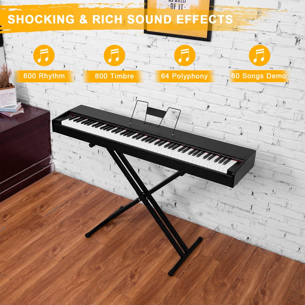Ktaxon 88 Key Electric Keyboard Piano, Digital Piano with Touch/Transpose Control, Split/Touch Control, Built-in two 10 W Stereo Speakers, Recording & Play Function