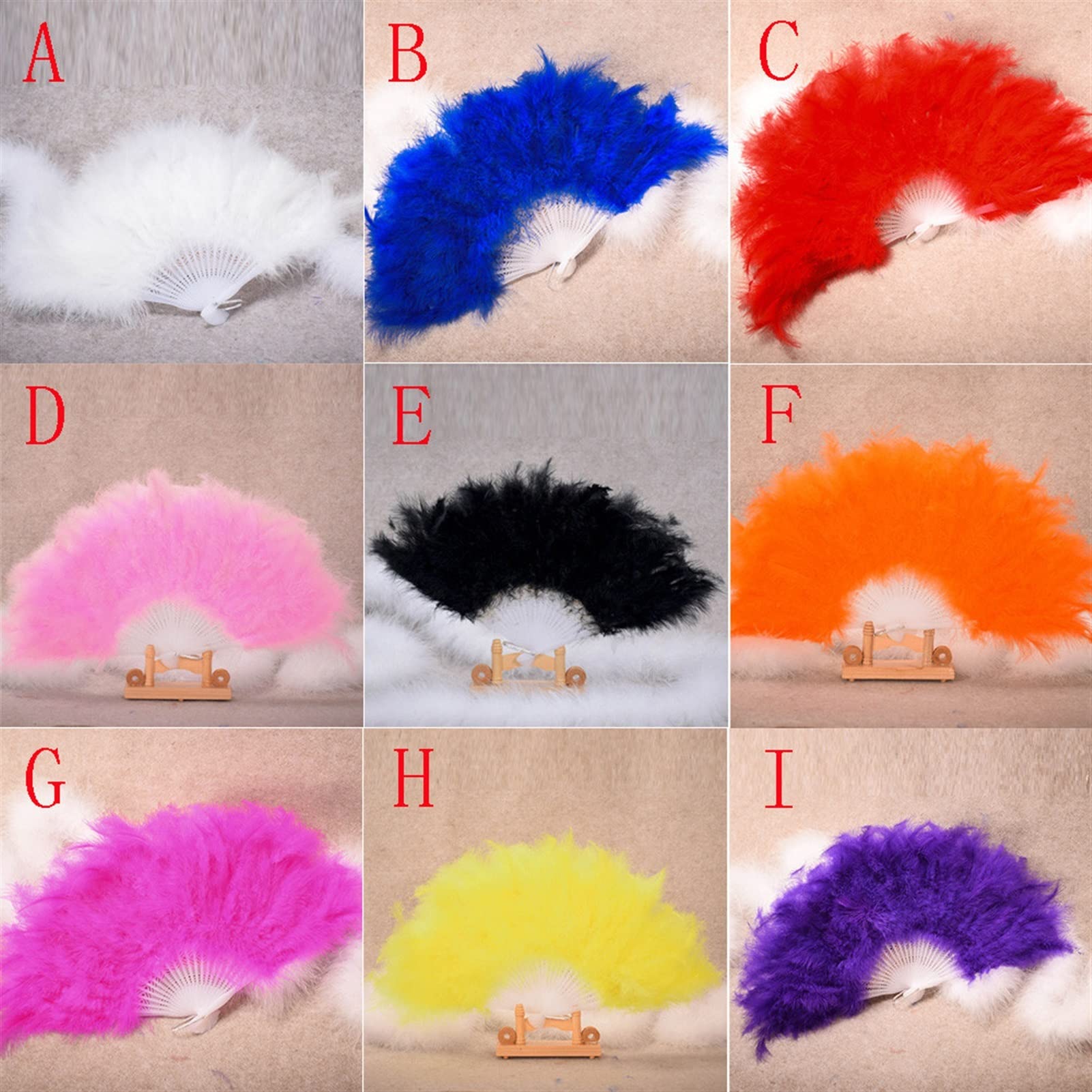 ONILA Folding Hand Fan Newest Old School Wedding Showgirl Dance Elegant Large Feather Folding Hand Fan Decor Decal Handheld Fans (Color : Hot Pink)