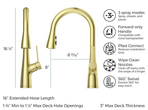 Pfister LG529-NEBG Neera Pull Down Kitchen Faucet, Brushed Gold