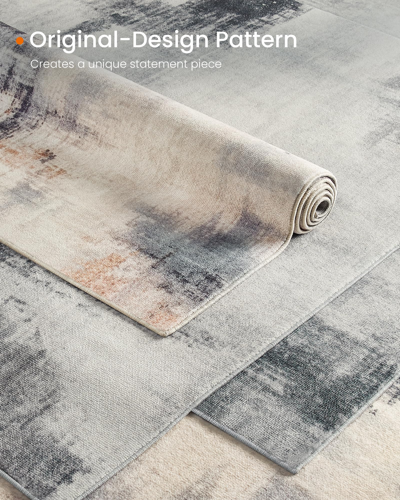 SONGMICS HOME Area Rug, 3x5 ft Rug for Living Room, Non-Slip Carpet, Modern Abstract Style, Home Decor, for Bedroom, Kitchen, Entryway, Dining Room, Machine Washable, Camel Brown UTAR072K01
