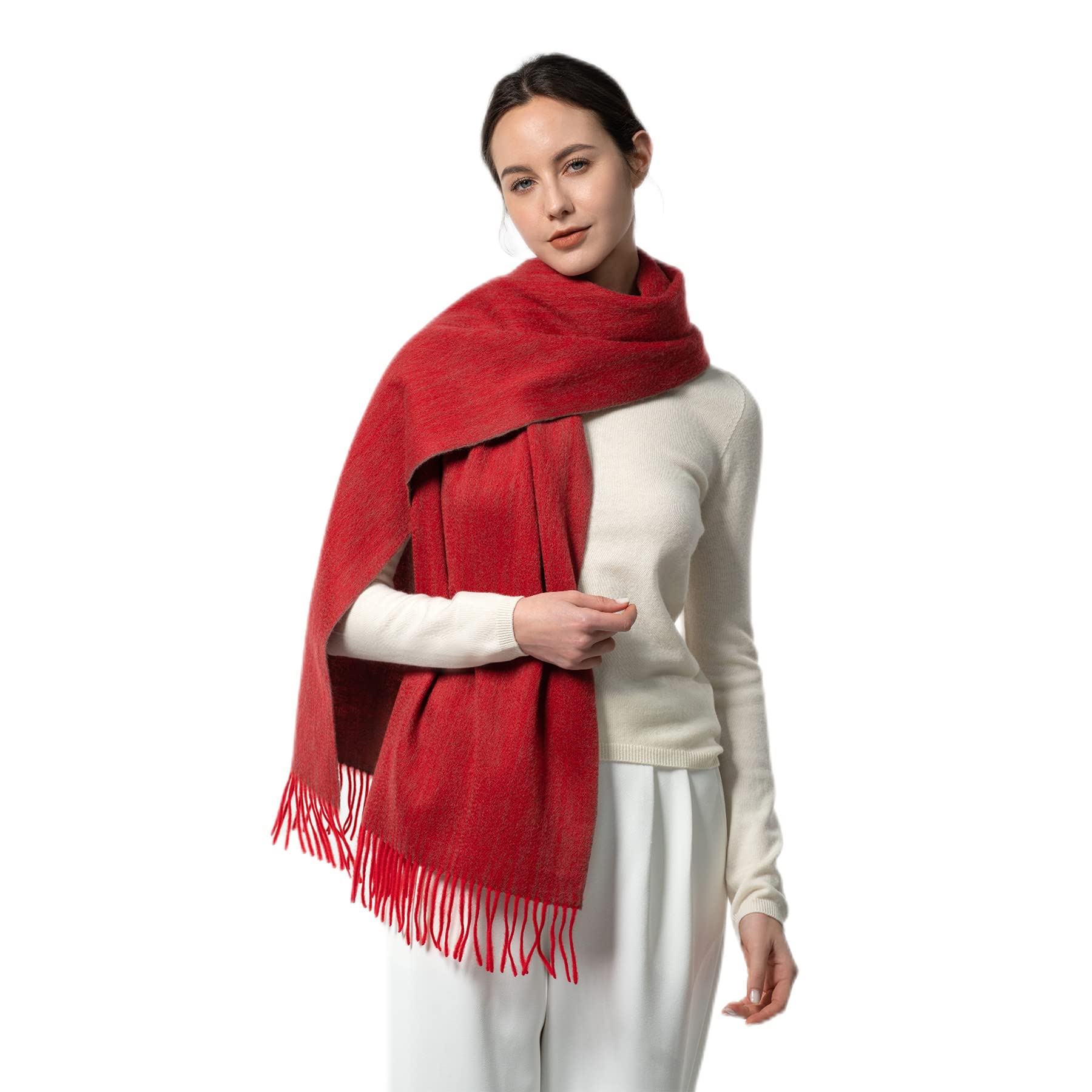 MERINOSNUG Merino Wool Alpaca Scarf Australian Women's Pashmina Shawl Wraps for Evening Dress Wedding Warm Long Large