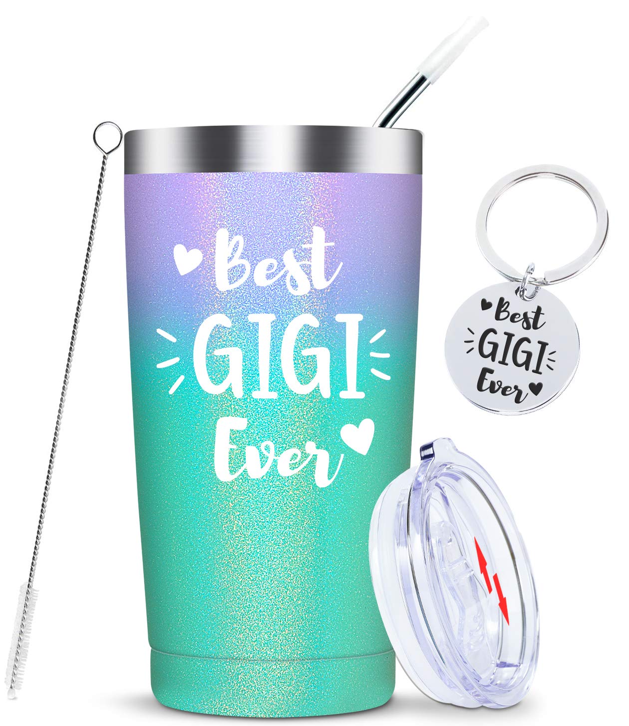 KOOLDRINK Best Gigi Ever-Grandma Gifts from Granddaughter Grandson Mothers Day Birthday Christmas Gifts for Nana,Mimi,Soon to be Gigi,Stainless Steel Insulated Grandmother Mug Cup 20Ounce Multicolor