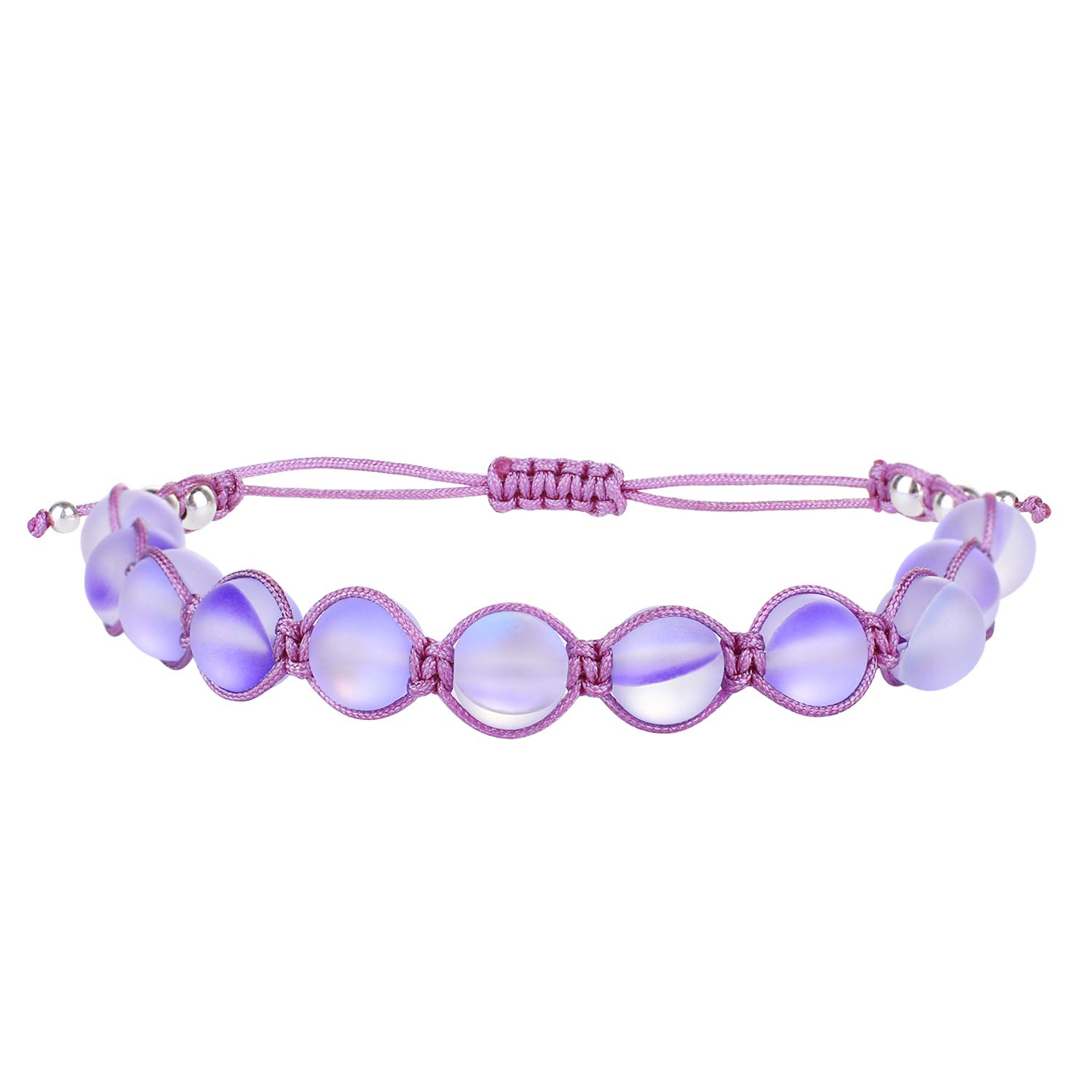 KANYEE Bracelets for Women Moonstone Beaded Bracelet Colorful Friendship Bracelet Boho Adjustable Bracelets(Purple