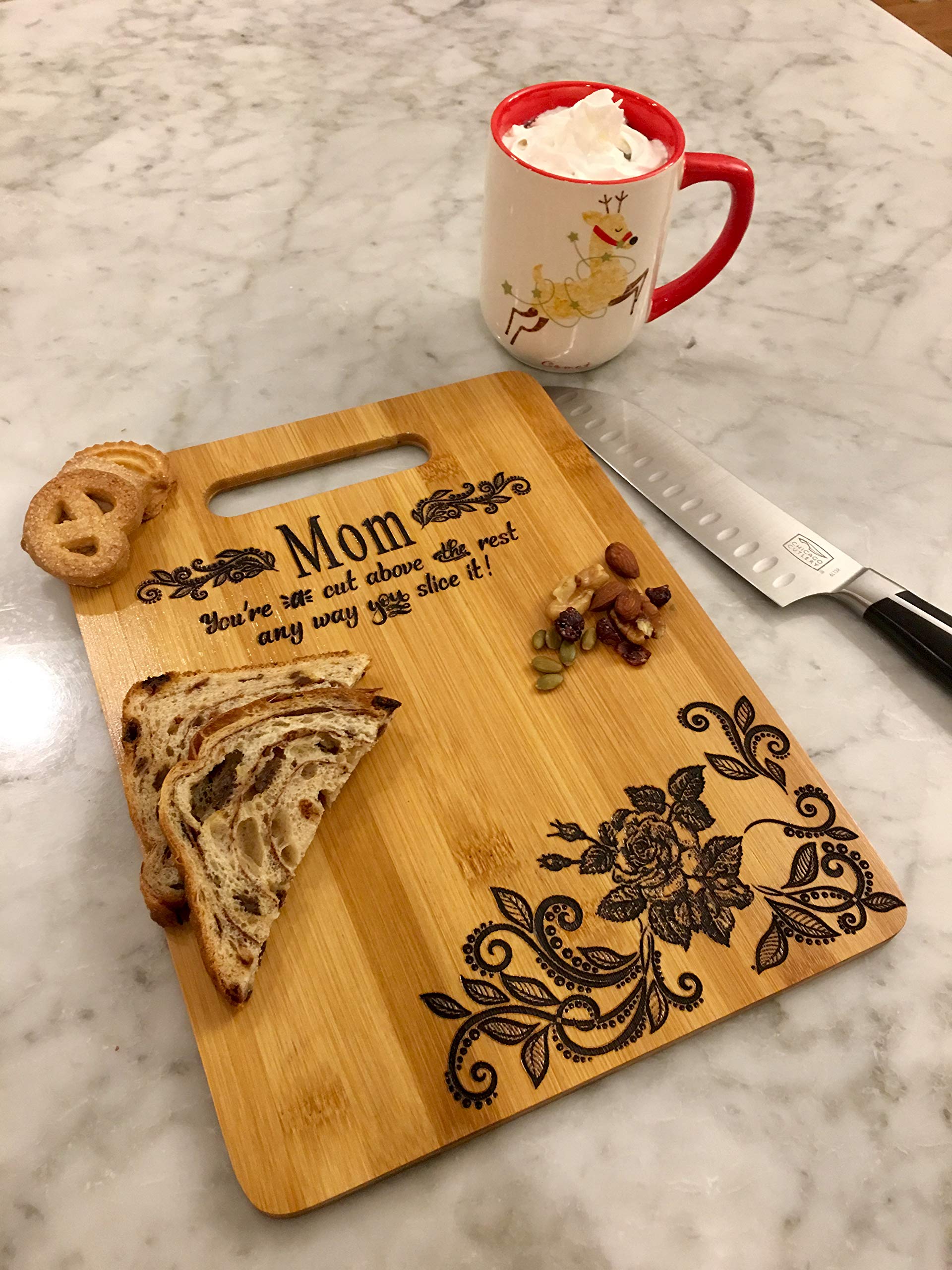 Mother's Gift – Bamboo Cutting Board Design Mom Gift Mother's Day Gift Birthday Christmas Gift Engraved Side For Décor Hanging Reverse Side For Usage (8.75x11.5 Rectangle)