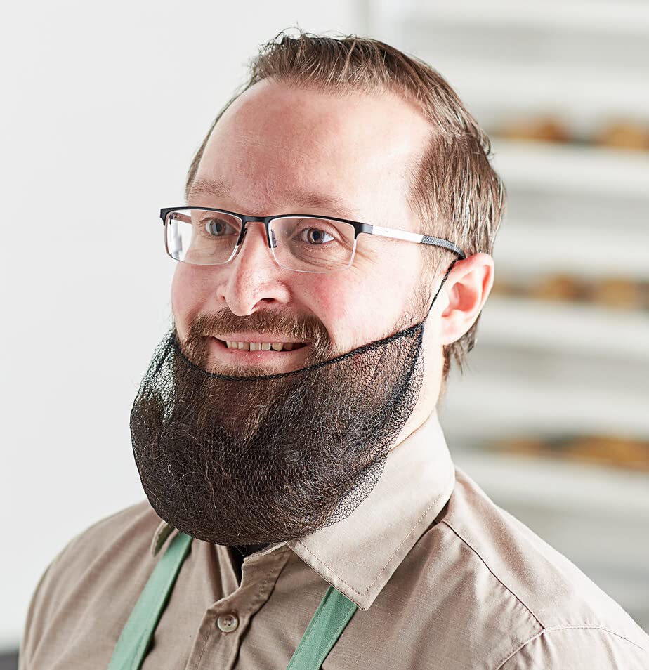 QIAN SOU Dispoable Beard Cover Protector Elastic Beard Net 200 Pack (200, Black)
