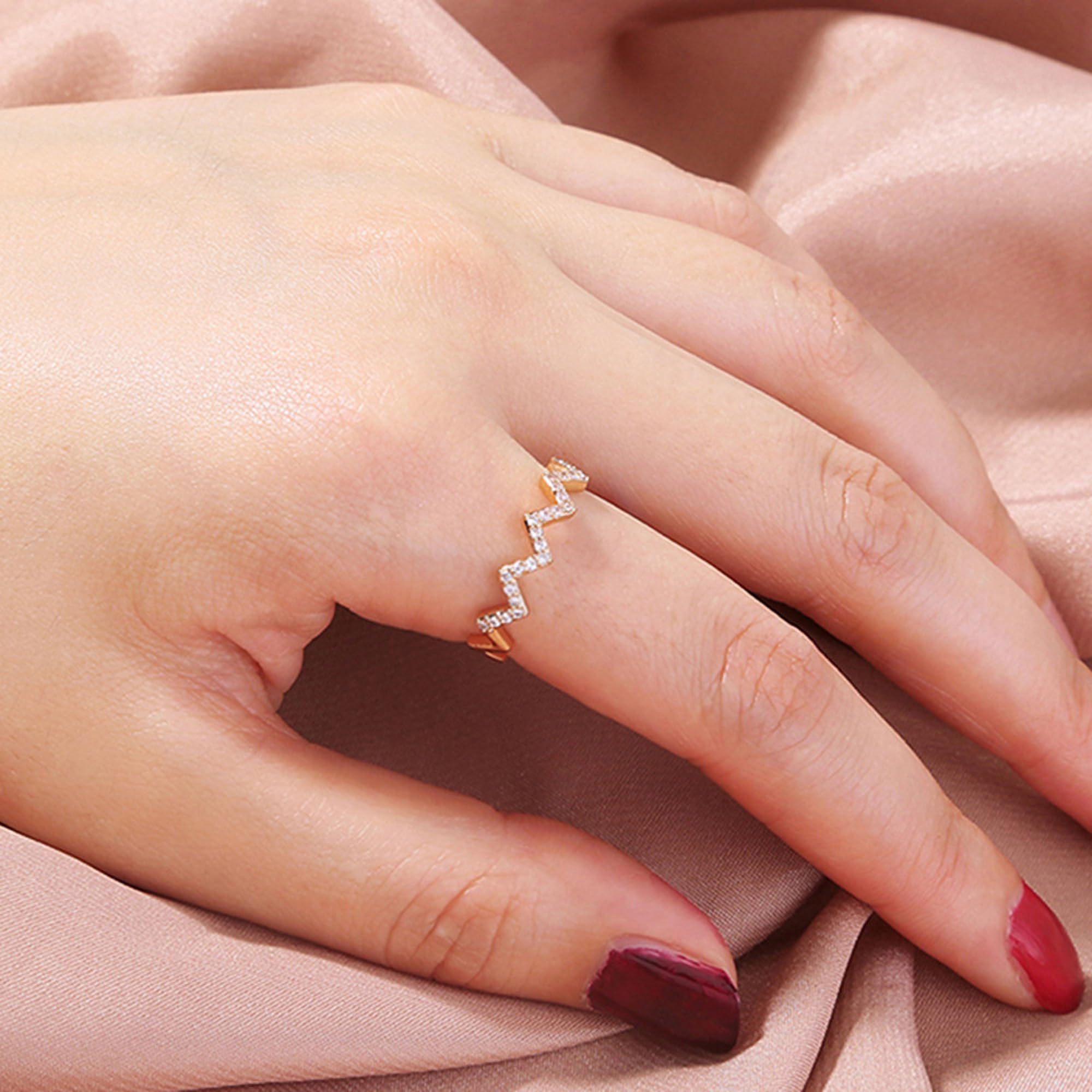 LOVECOM 925 Sterling Silver Wave Rings with Zircon, To My Love Highs and Lows Wave Stacking Ring Specific Inspirational Ring Encouragement Gift for Women Friends