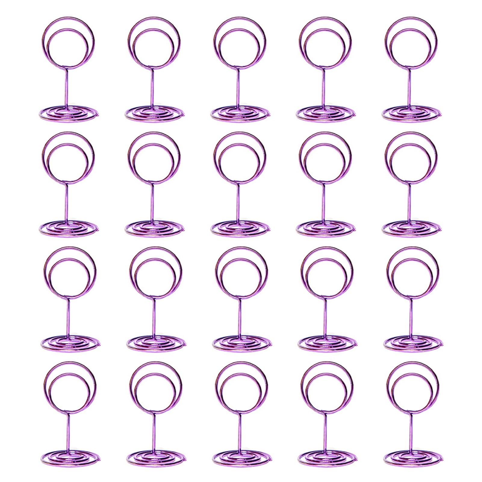 YESBAY 20pcs Place Card Holders Table Card Display Holder Heart Round Shape Table Number Holders Metal Stand for Wedding Events More Securely Display Tables Cards Name Menus Anniversary Decor Purple