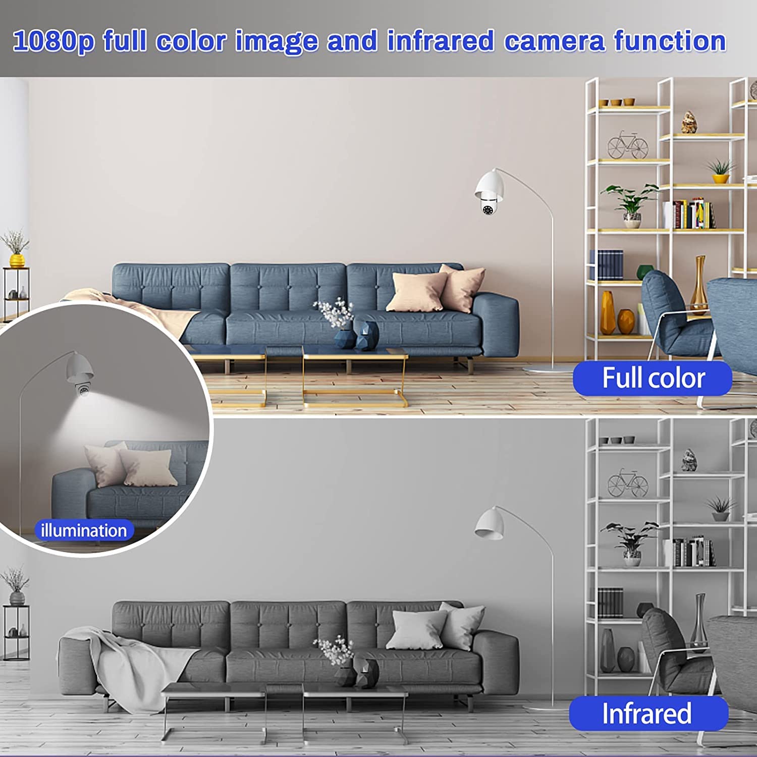 Light Bulb Security Camera, 1080P 2.4G&5G WiFi Light Bulb Camera with Motion Detection & Night Vision Light Socket Camera Compatible with Alexa & Google Assistant