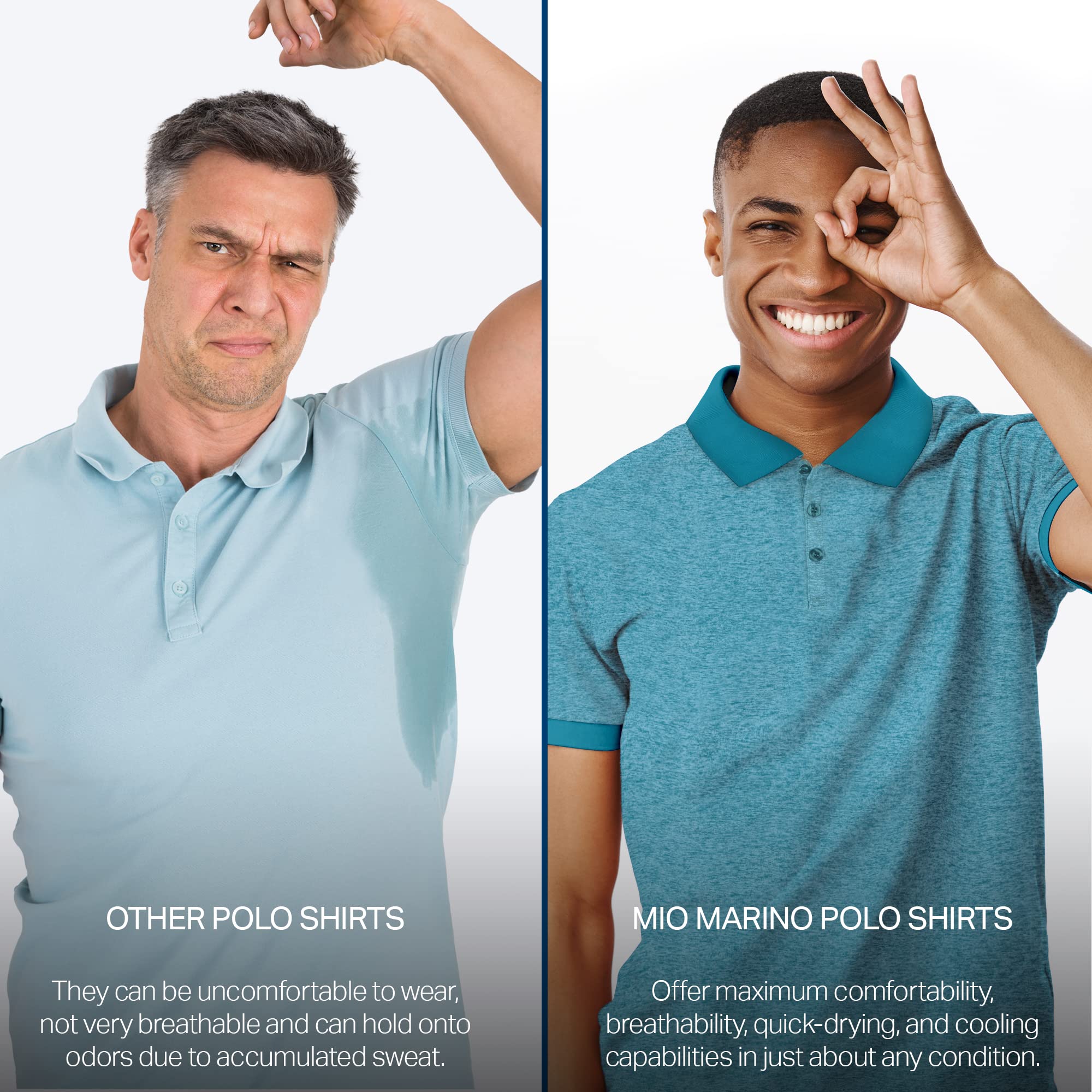 Mio Marino Golf Polo Shirts for Men - Dry Fit - Ultra-Thin Breathable Fabric - Black Melange - XX-Large