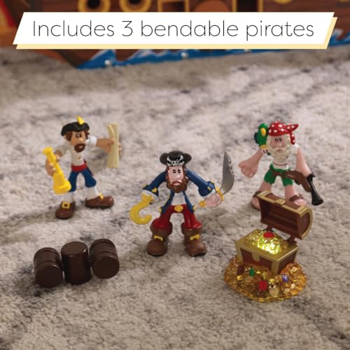 KidKraft Adventure Boundâ˘: Wooden Pirate Ship Play Set with Lights and Sounds, Pirate Figures, 8 Pieces Included, Gift for Ages 3+